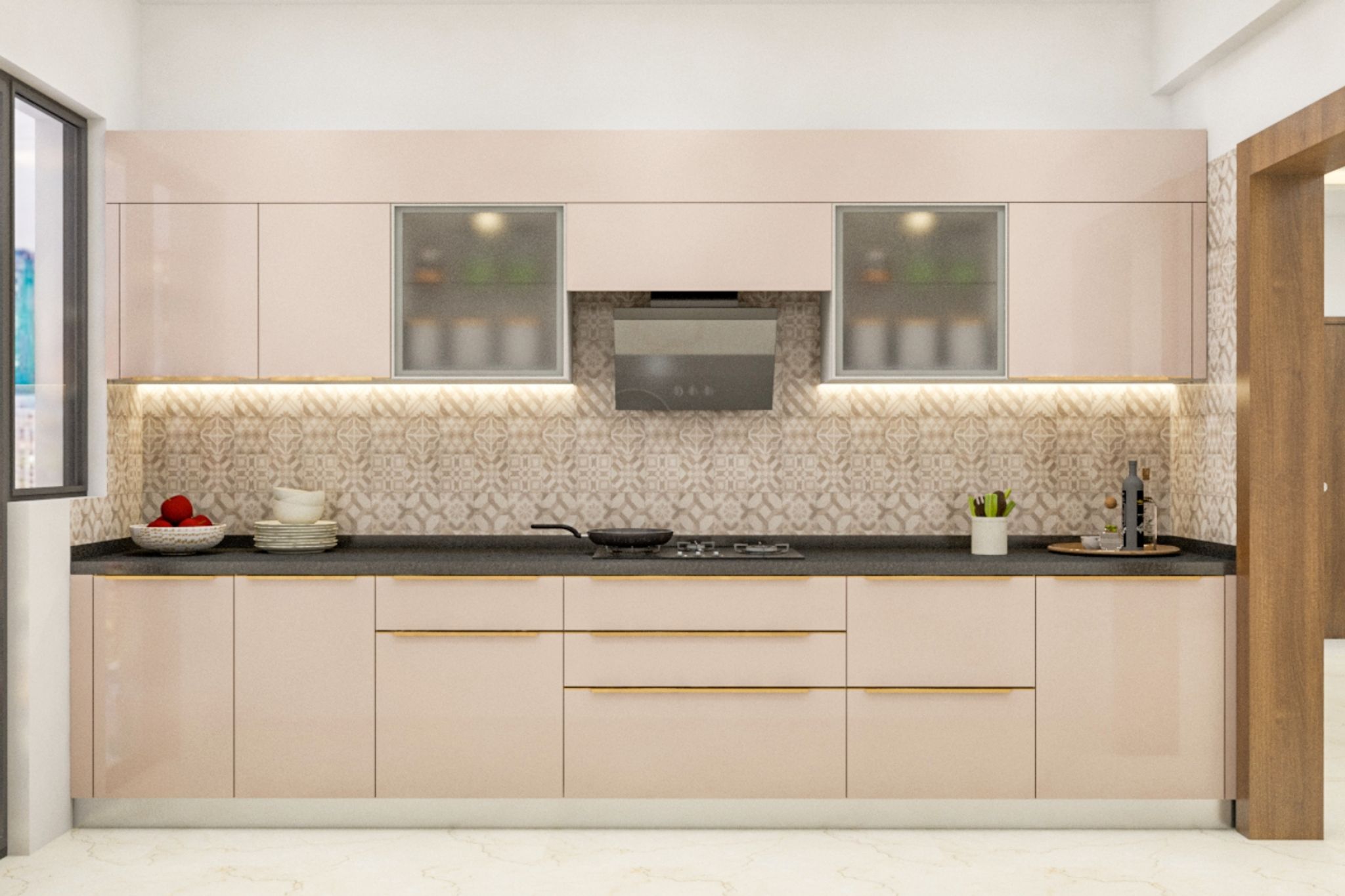 Modular Light Beige Parallel Kitchen Design | Livspace