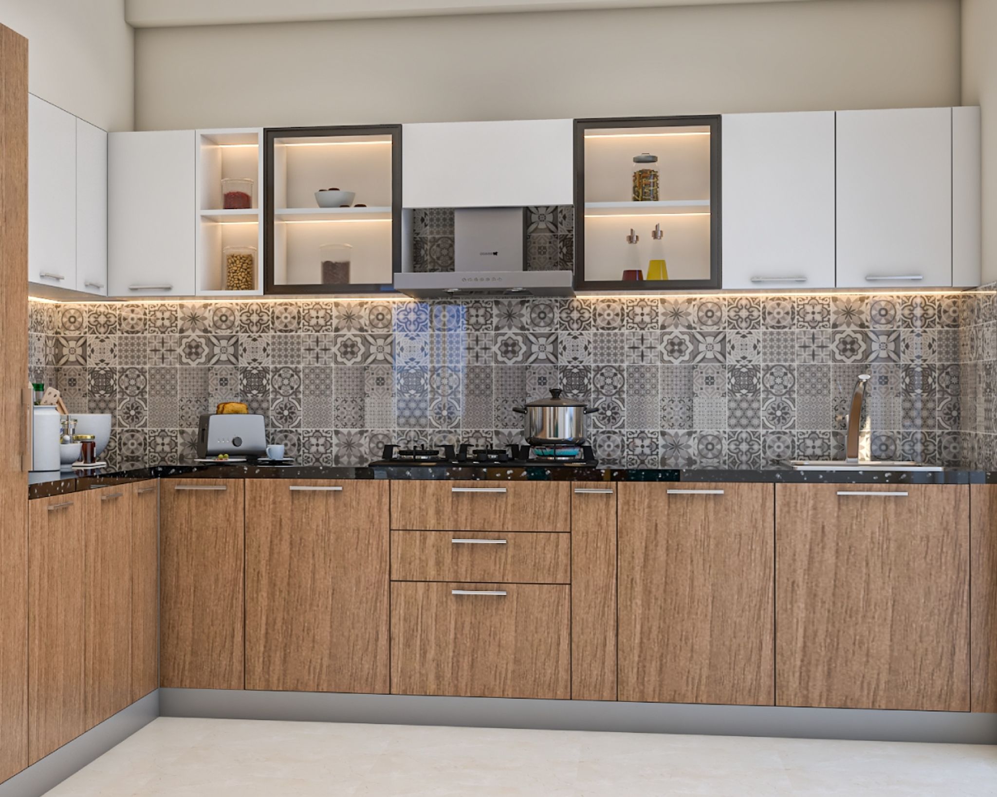 Versatile White and Black Moroccan Ceramic Tiles Design for Kitchen ...