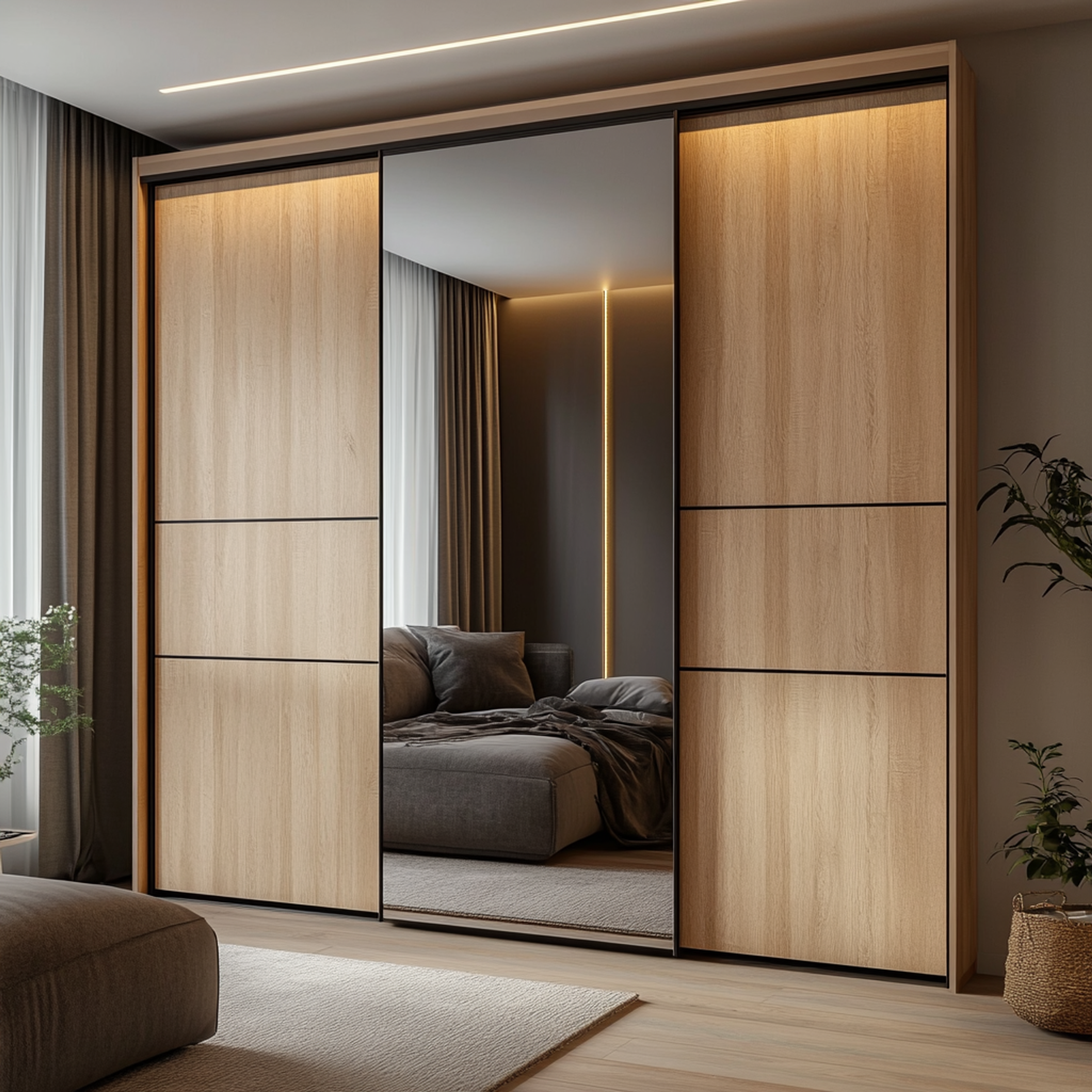 Wardrobe design with mirror store