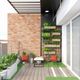 Modern Spacious Balcony Design With Blue And White Tiles | Livspace