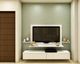 Compact TV Unit Design With Brown Panel And Console Cabinet | Livspace