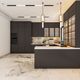 Parallel Modular Kitchen Design With Cielo Blue And Beige Cabinetry ...
