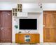 Brown TV Cabinet Design With Open Ledges | Livspace