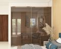 White Doorless Walk-In Wardrobe Design In White | Livspace
