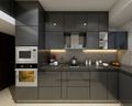 Low Maintenance Modern Styled Compact Sized Kitchen Design Livspace