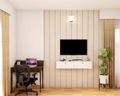 Contemporary TV Unit Design with Bordered Wall Trims and Wall-Mounted ...