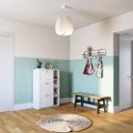 Light Blue Foyer Design With 3D Wall Circles - 4x7 Ft | Livspace