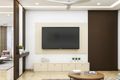 Contemporary Frosty White TV Unit Design with Glossy Finish and Tahiti ...