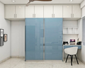 Contemporary White Matt Finish Wardrobe Design With Hinged Doors | Livspace