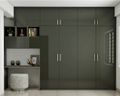 Dual Tone Sliding Door Modern Wardrobe Design with Dresser | Livspace