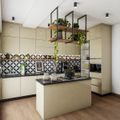Compact Kitchen Design With Yellow Cabinets - 8X8 Ft | Livspace