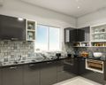 Compact Kitchen Design With Closed Storage Cabinets And A Wicker Basket ...