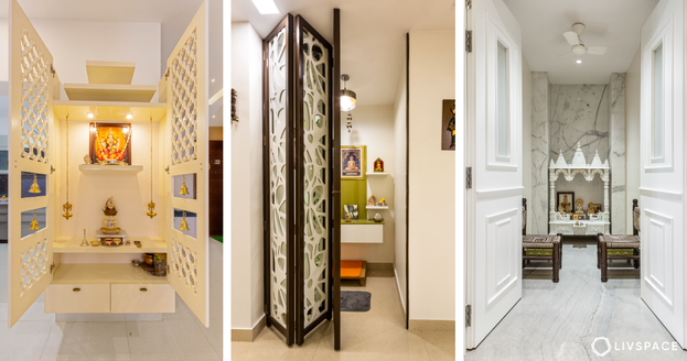 5 Practical Pooja Room Door Designs With Wood And Glass