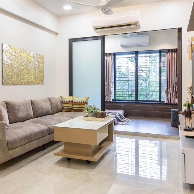 Aluminium Window Design With Storage Units | Livspace