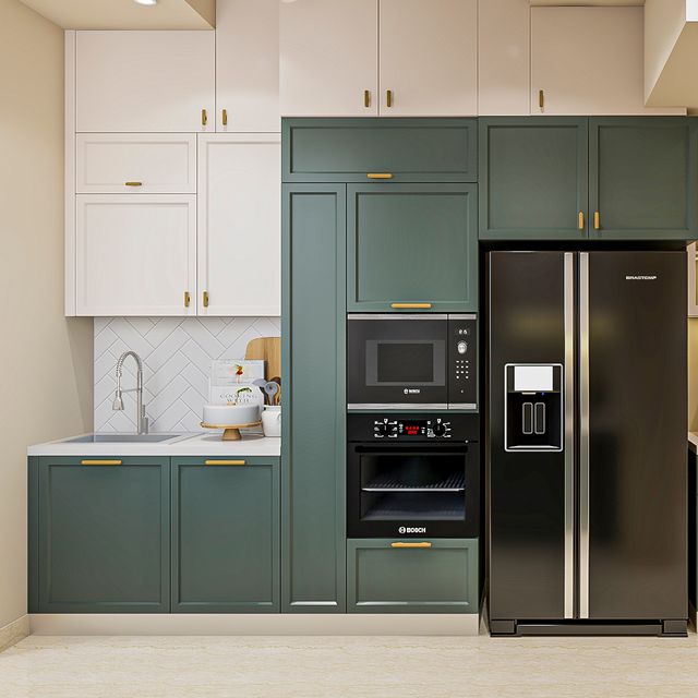 Modern Parallel Kitchen Design with Integrated Appliance Bay and Corner ...