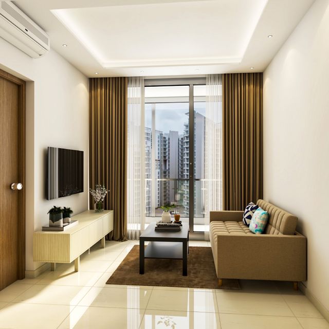 Peripheral False Ceiling Design With Spotlights | Livspace