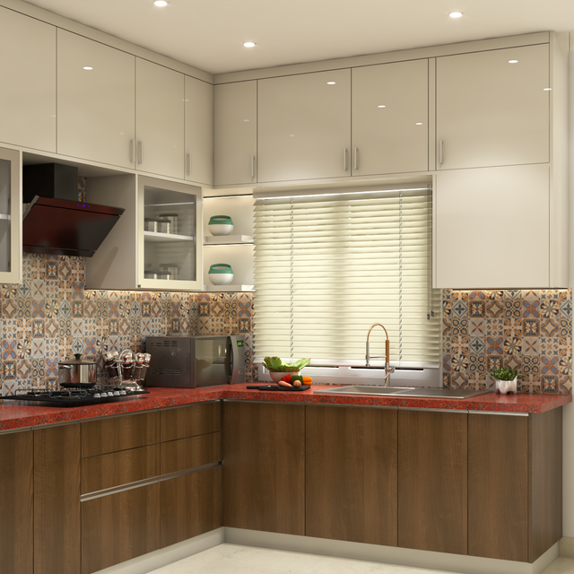 Modern Kitchen Design With Display Unit | Kitchen Cabinets - Livspace