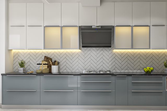 Modular Kitchen Design With A Granite Countertop - 14X13 Ft | Livspace