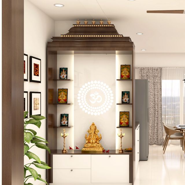 Spacious Open Mandir Design With Traditional Accents | Livspace