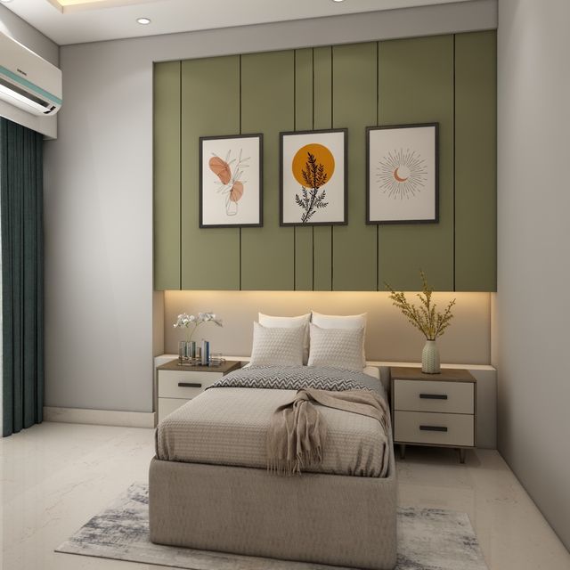 Bedroom Wall Design With Cove Light And Dual-Toned Panelling | Livspace