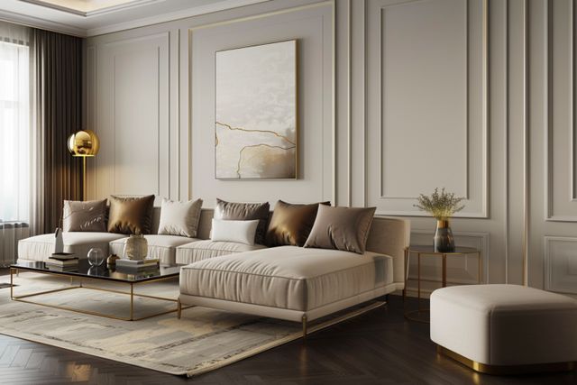 Contemporary Wall Design: Wall Trims with Paint with Grey Finish and ...