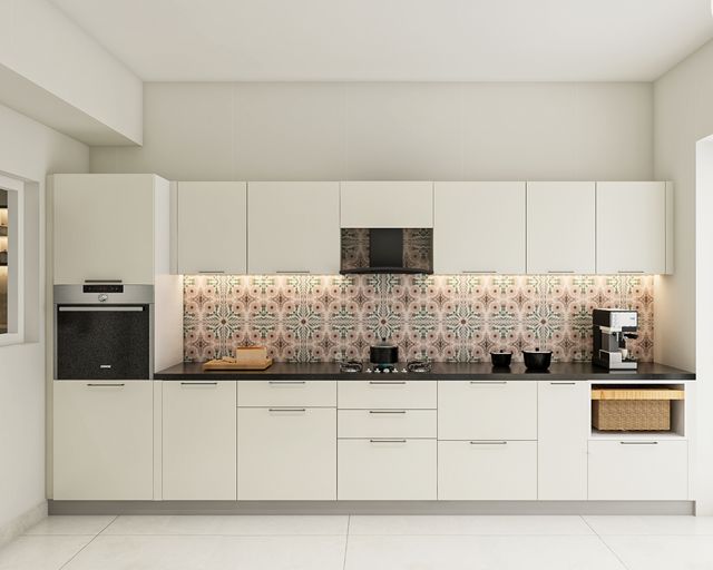 Modern Parallel Kitchen Design: Frosty White Units and Granite ...