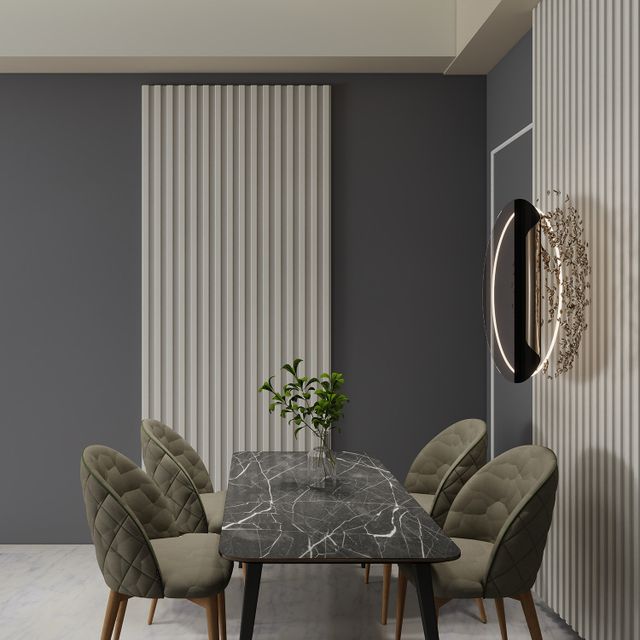 4-Seater Contemporary Dining Room Design with Marble Table | Livspace