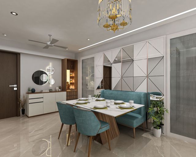 Convenient Spacious Modern Dining Room Design| Livspace