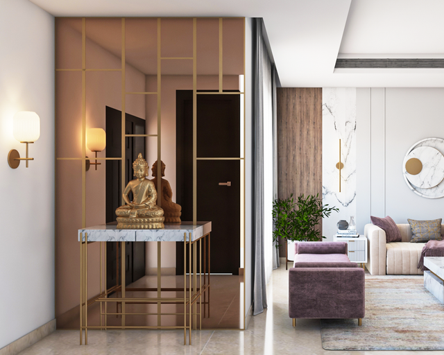 Spacious Glass Panelled Wall Foyer Design | Livspace