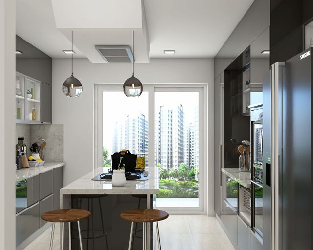 Multi-Functional Convenient Contemporary Style Kitchen Design | Livspace