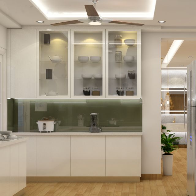 Spacious Modular Kitchen In White | Livspace