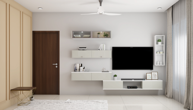 Convenient Modern Style Compact Sized Living Room Design | Livspace