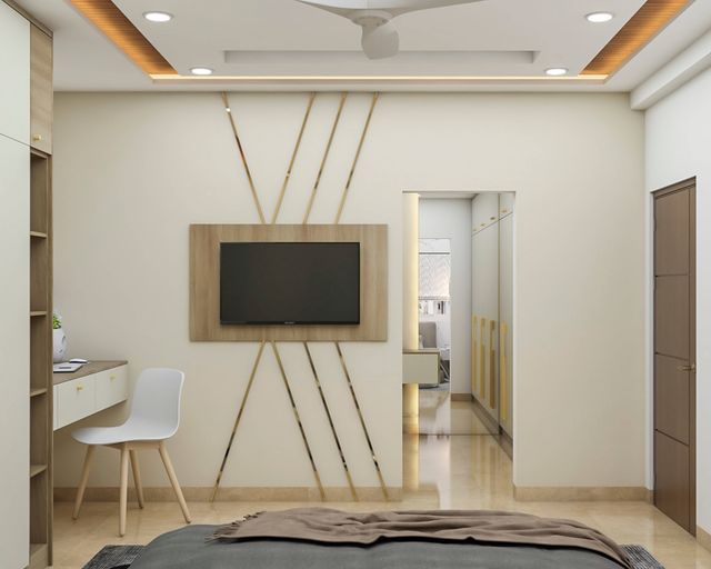 Modern Style Master Bedroom With Elegant Accent Wall Design | Livspace