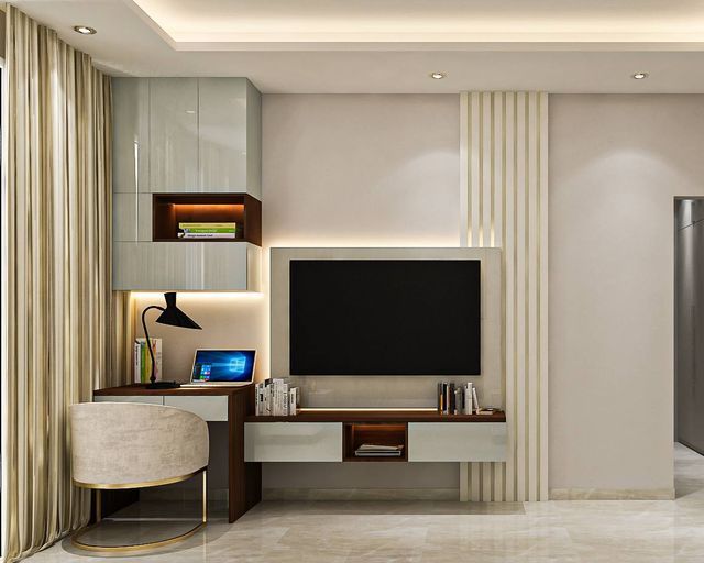 Modern TV Unit Design With Vertical Panelling | Livspace