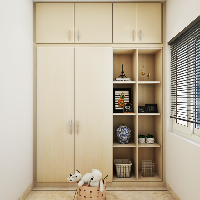 Compact Beige Full-Length Wardrobe Design | Livspace