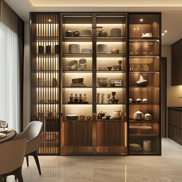 Sleek Modern Crockery Unit Design: Floor-to-Ceiling Tall Unit with ...