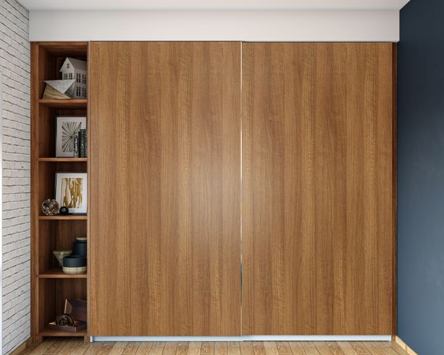 Modern Wooden Sliding Wardrobe With Handleless Look | Livspace