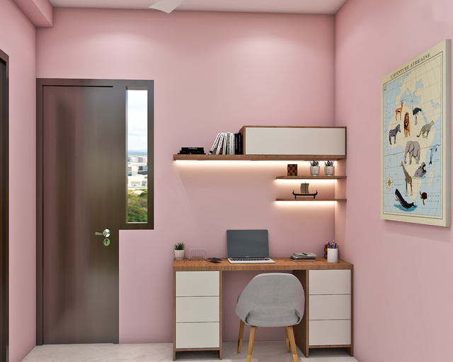 Modern Kid's Study with Cushioned Seater and WorkStation | Livspace