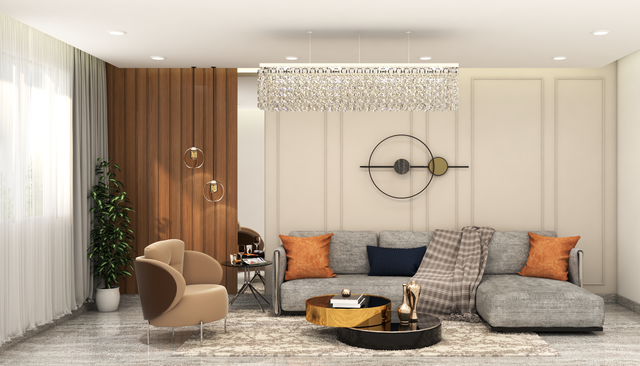 Convenient Modern Styled Spacious Living Room Design | Livspace Convenient Modern Styled Spacious Living Room Design | Livspace