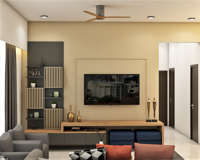 Modern Themed Compact Sized Convenient Living Room Design | Livspace