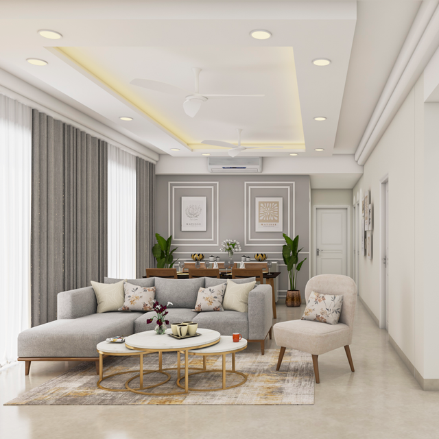 Modern Rectangle False Ceiling Design With Cove Lights | Livspace