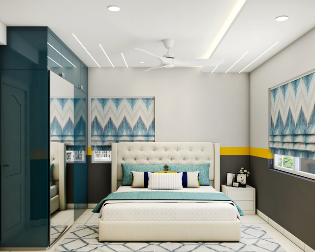 Geometric False Ceiling Design For Bedrooms | Livspace