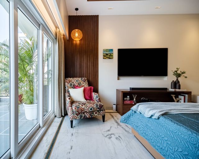 Mahogany TV Unit With A Suede Laminate Finish | Livspace