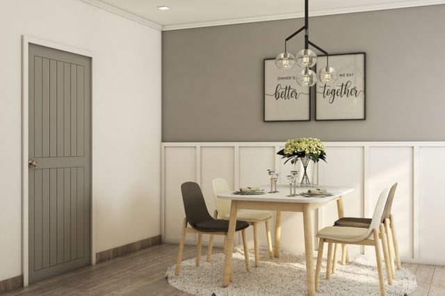 Grey Wall Paint Design With Posters | Livspace