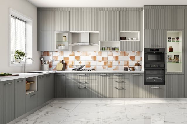 Contemporary Abstract Grid-Patterned Ceramic Wall Tile Design | Livspace