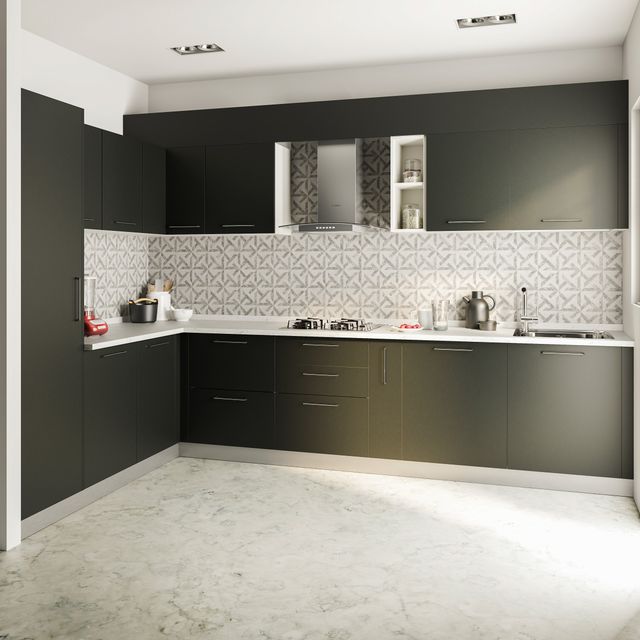 White Marble Rectangular Flooring Design | Livspace