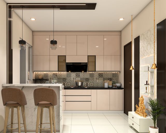 Open Modern Kitchen Design with Gola Handles, Granite Counter ...