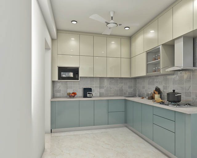 Modern Compact Kitchen With Dual Toned Interiors | Livspace