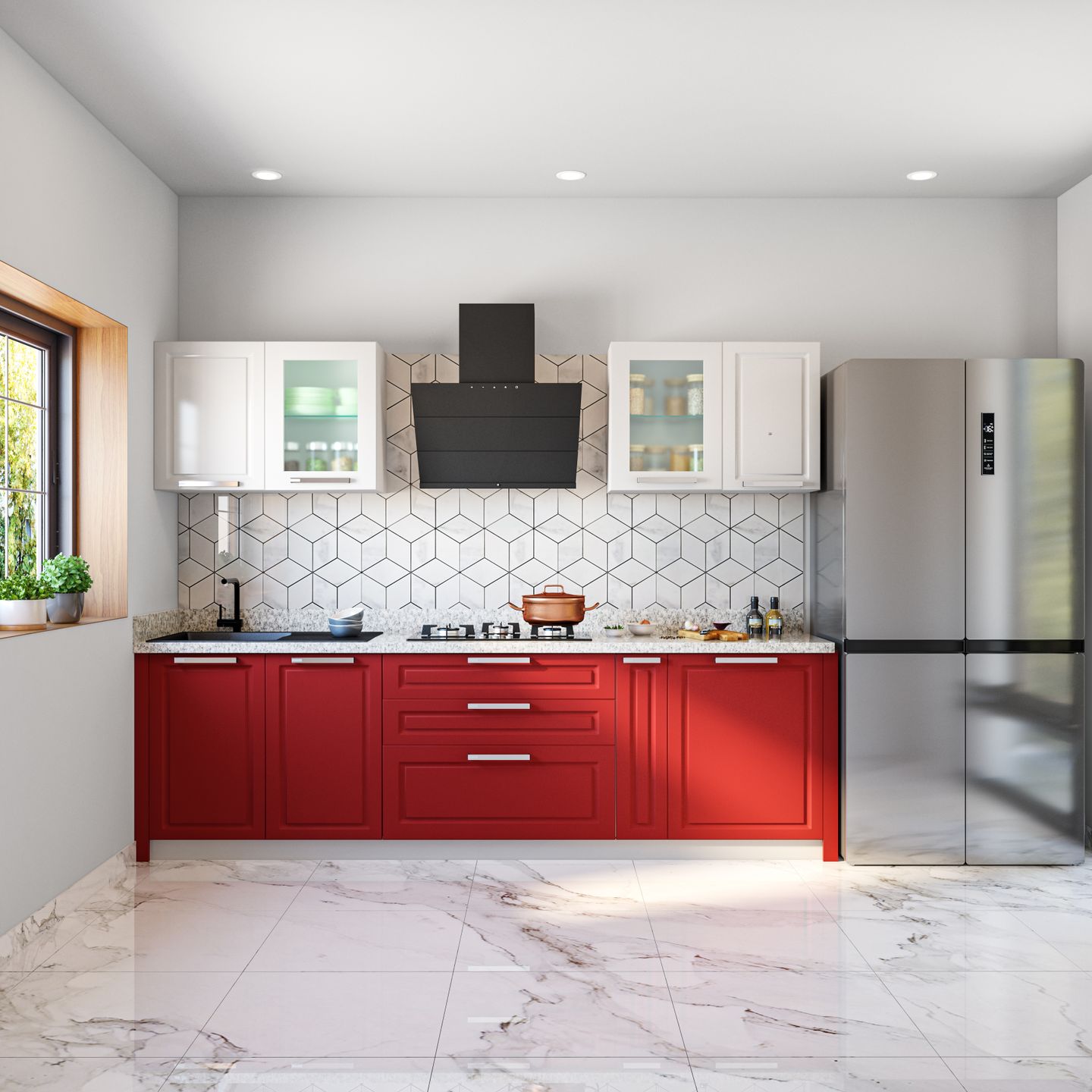 Convenient Contemporary Themed Spacious Kitchen Design | Livspace