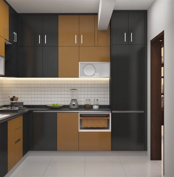 Glossy L-Shaped Contemporary Kitchen Design